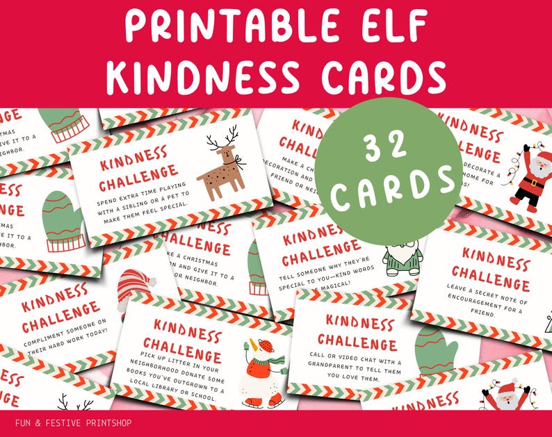 Elf Kindness Cards - Elf Notes - Printable Elf Kit - Elf Messages - Elf ...