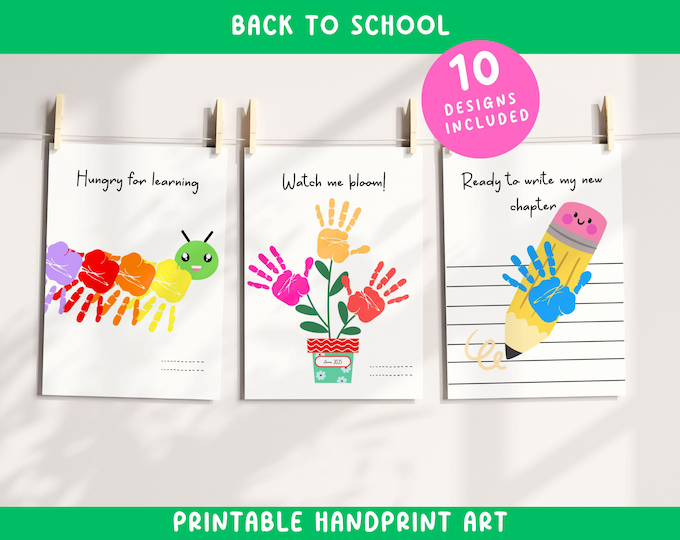 My First Day of School Handprint Printable Craft, Back to School ...