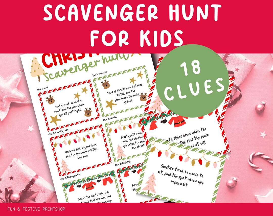 Scavenger Hunt Christmas - Kids Scavenger Hunt - Xmas Scavenger Hunt ...