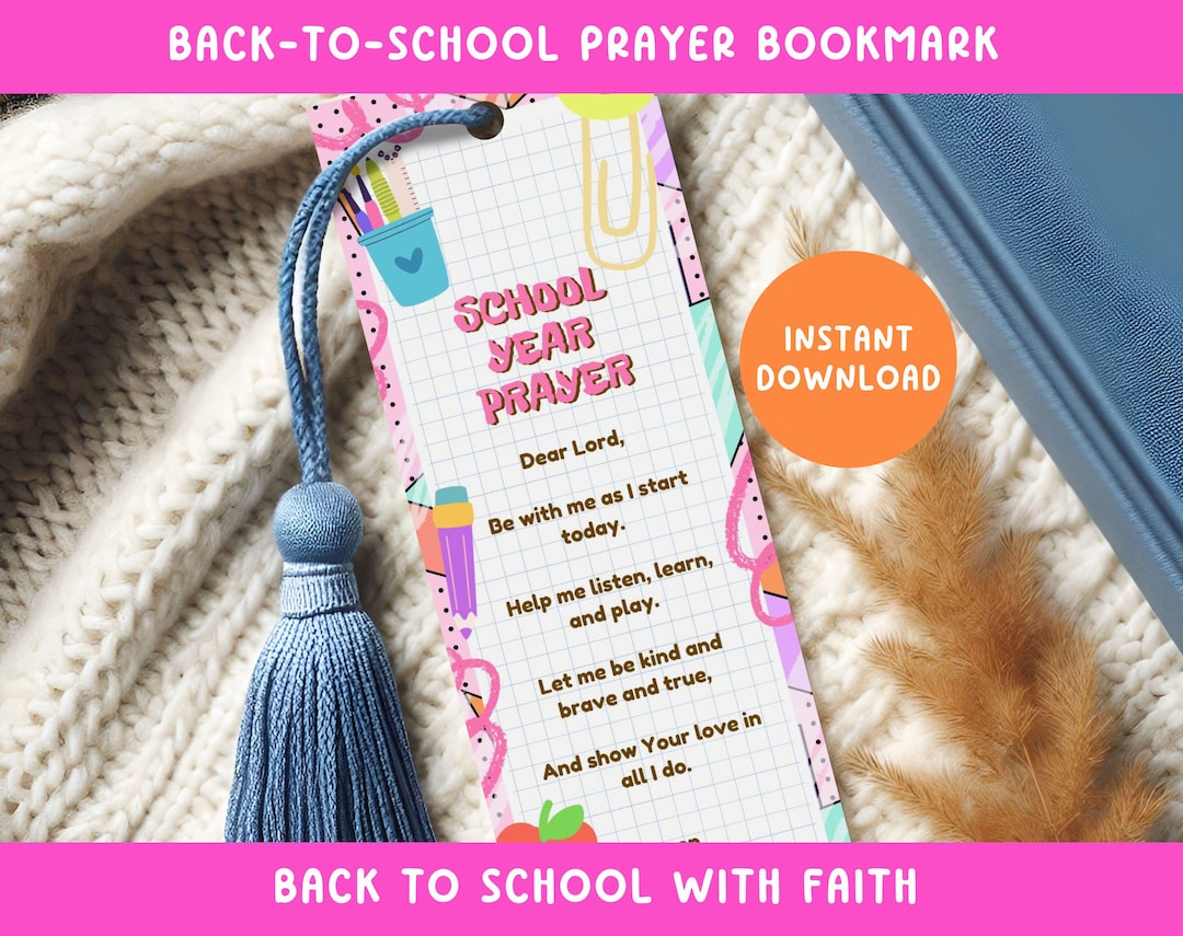 Back to School Prayer | Bookmark Printable | Prayers Kids | First Day ...