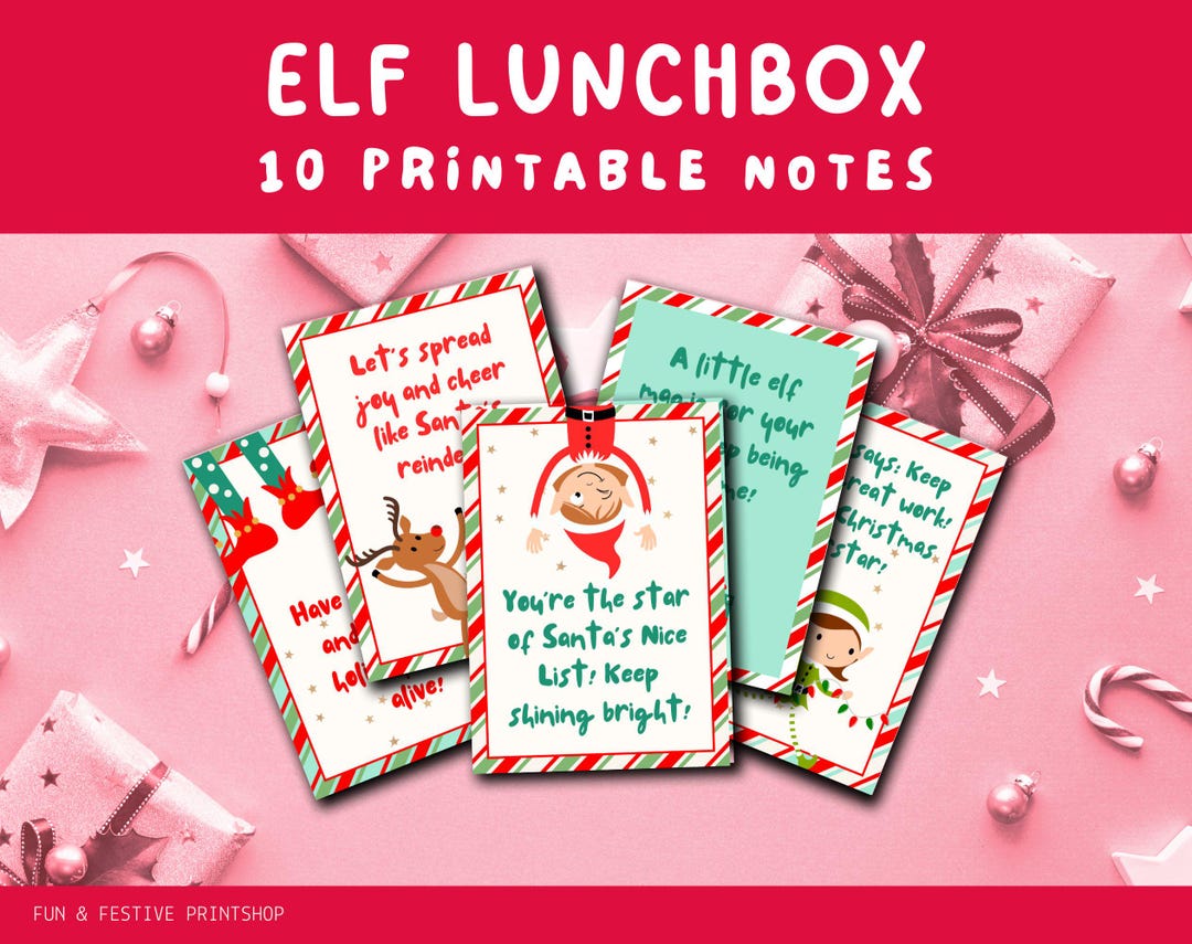 10 Elf Lunchbox Notes - Printable Elf Kit - Elf Note - Elf Mischief Kit ...