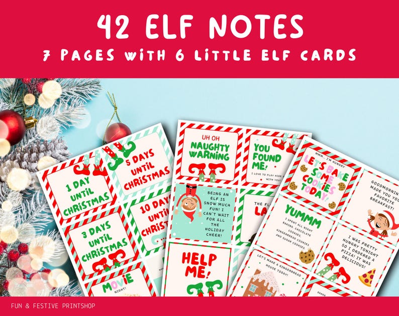 42 Elf Notes - Printable Elf Kit - Elf Note - Elf Mischief Kit - Elf ...