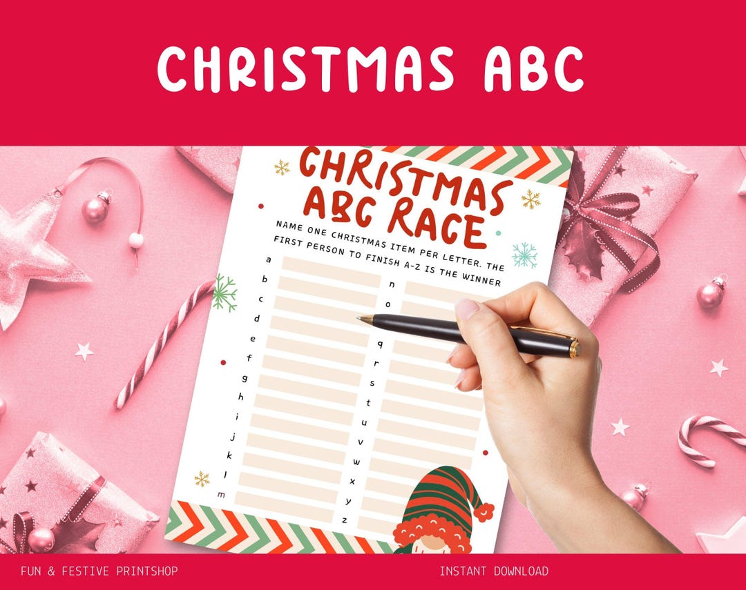 Christmas ABC Race Game - Printable Christmas Game - Holiday Party Game ...