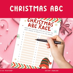 Christmas ABC Race Game - Printable Christmas Game - Holiday Party Game ...