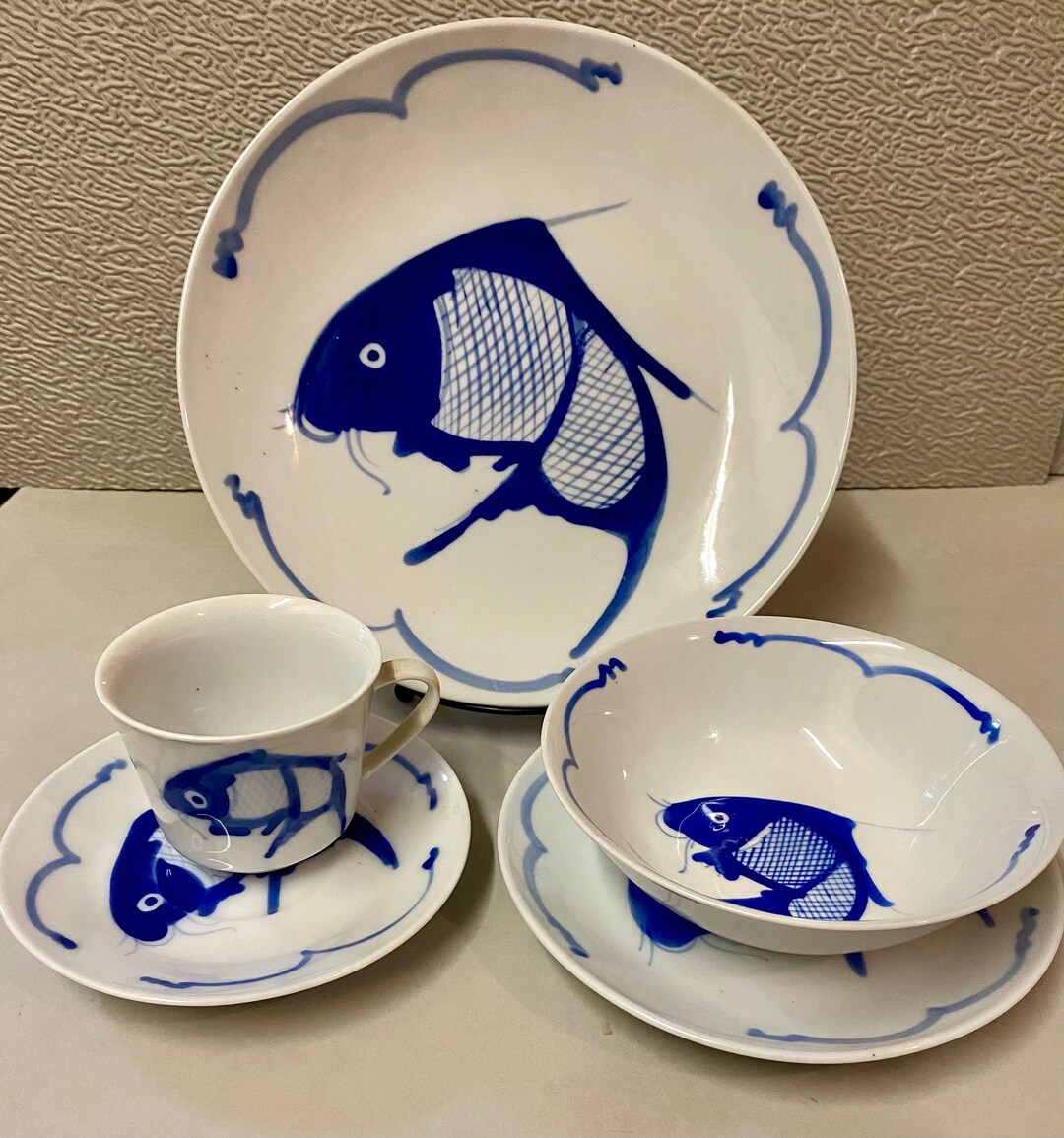 Vintage China Koi Fish Dish Sets - Etsy