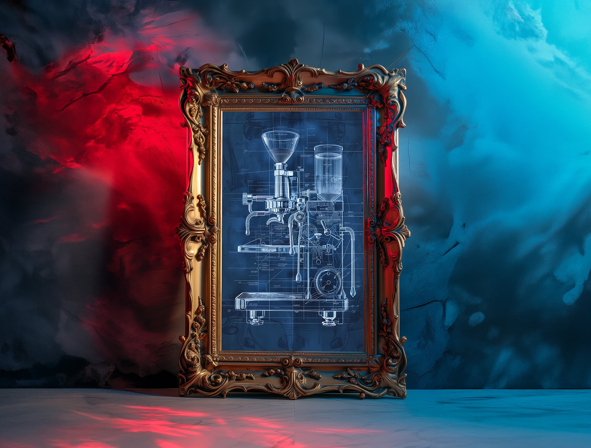 Coffee Machine Blueprint Canvas Poster - Vintage-inspired Espresso ...