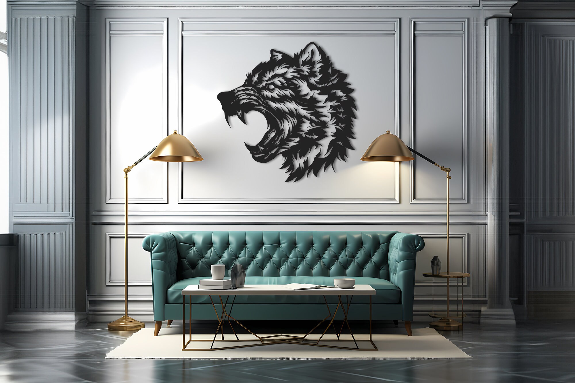 Alpha Wolf Head Silhouette, Farm House Decoration Idea, Majestic Wolf ...