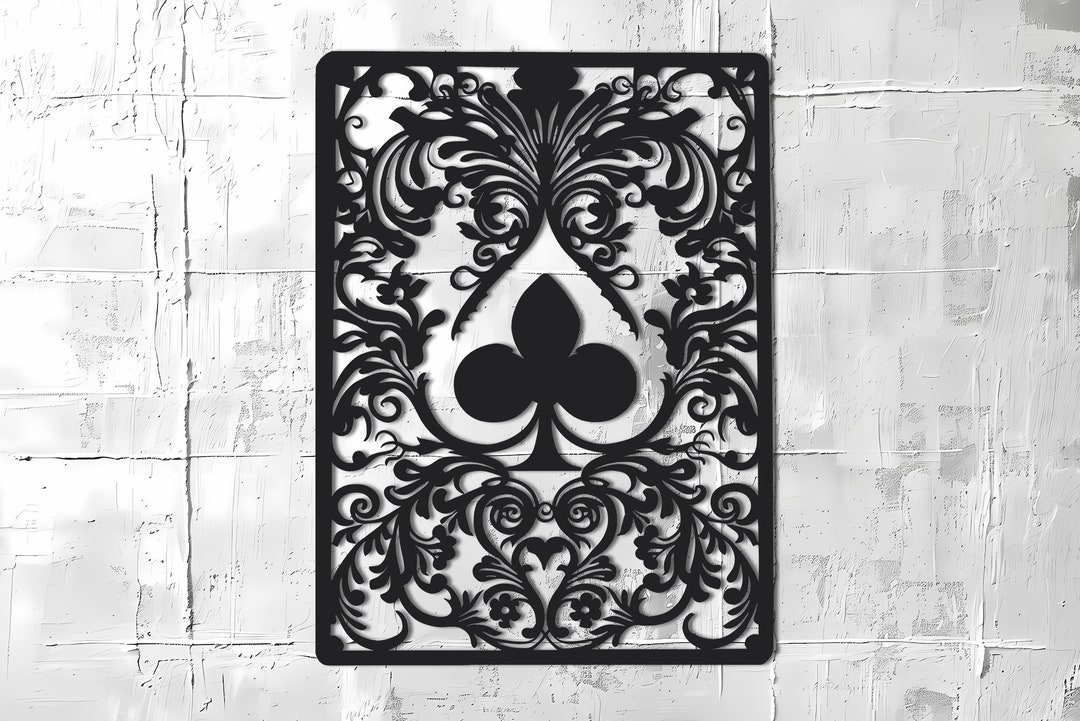 Ace of Clubs Silhouette, Unique Modern Art Housewarming Gift Idea, Card ...