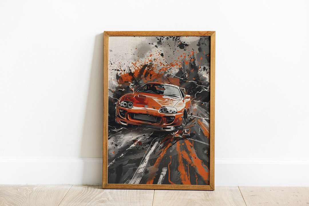 Toyota Supra Textural Paint Art - Car Lover Gift Idea - Digital Printed ...