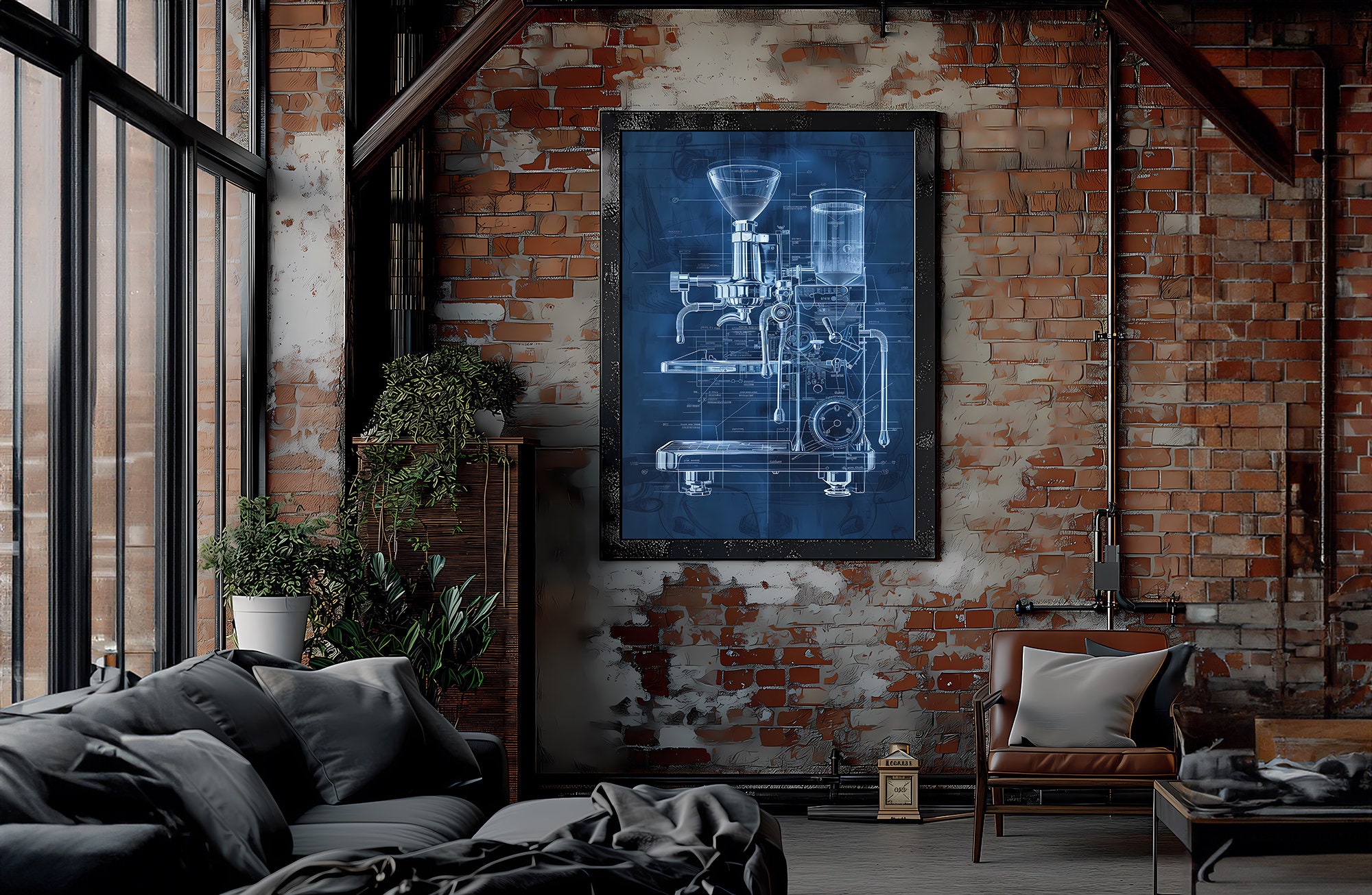 Coffee Machine Blueprint Canvas Poster - Vintage-inspired Espresso ...