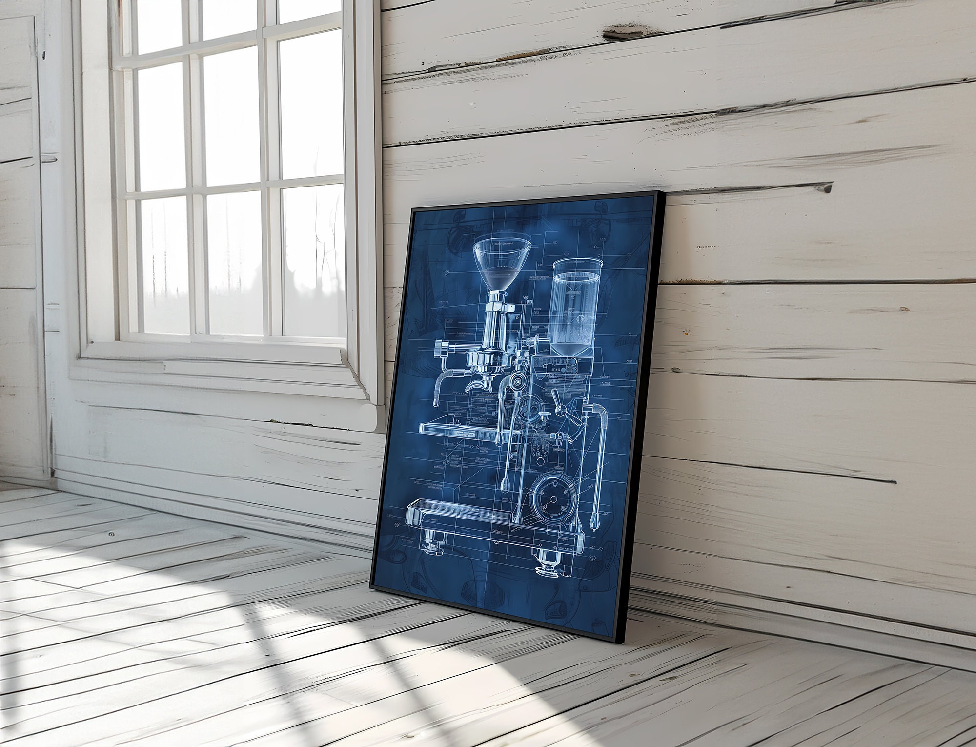 Coffee Machine Blueprint Canvas Poster - Vintage-inspired Espresso ...