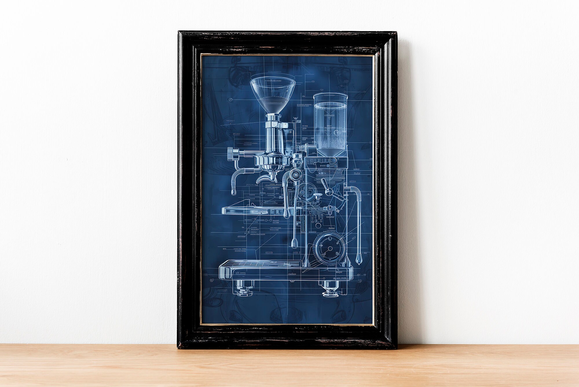 Coffee Machine Blueprint Canvas Poster - Vintage-inspired Espresso ...