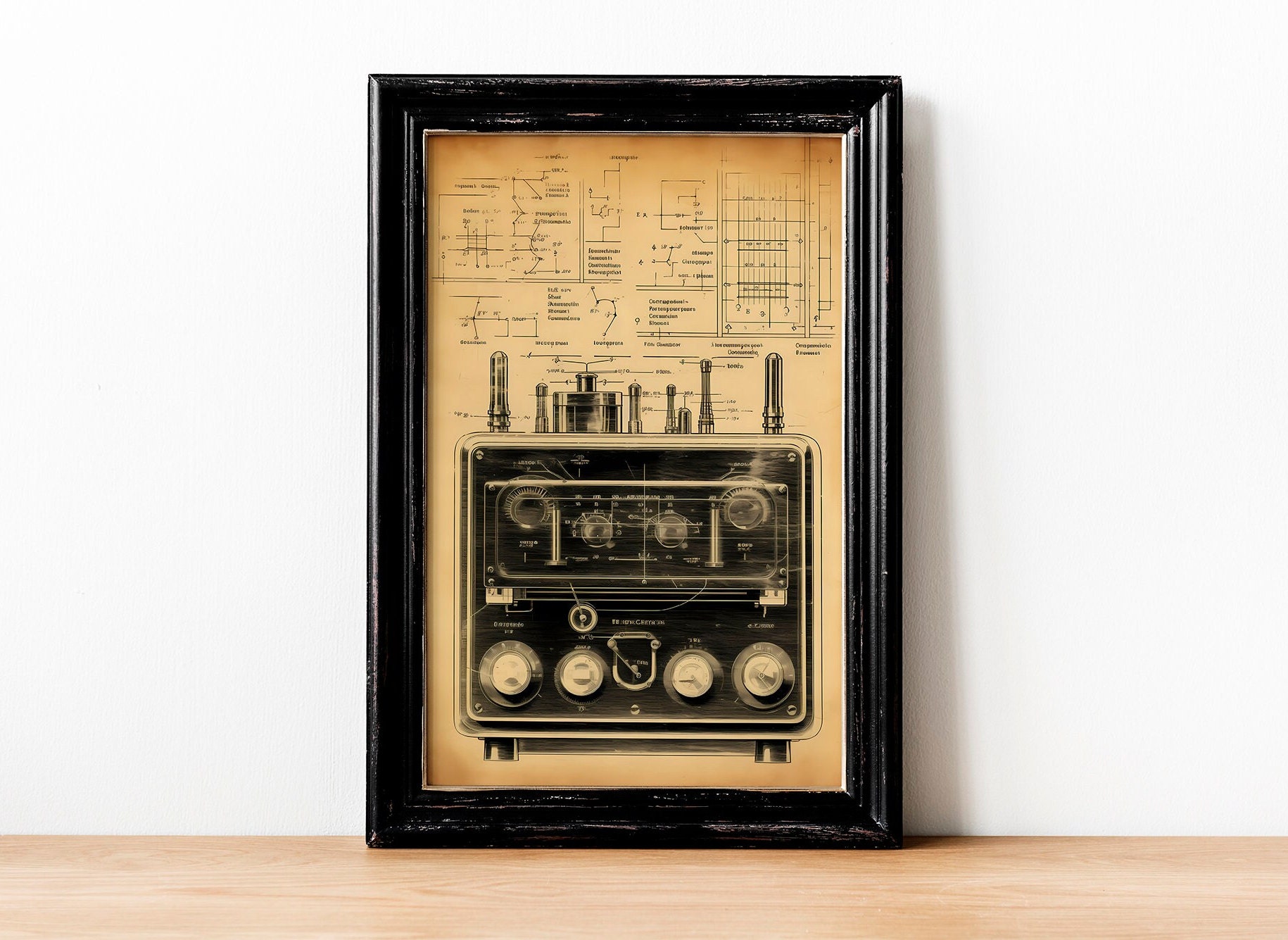Vintage Radio Blueprint Art, Classic Retro Radio Design Canvas Poster ...