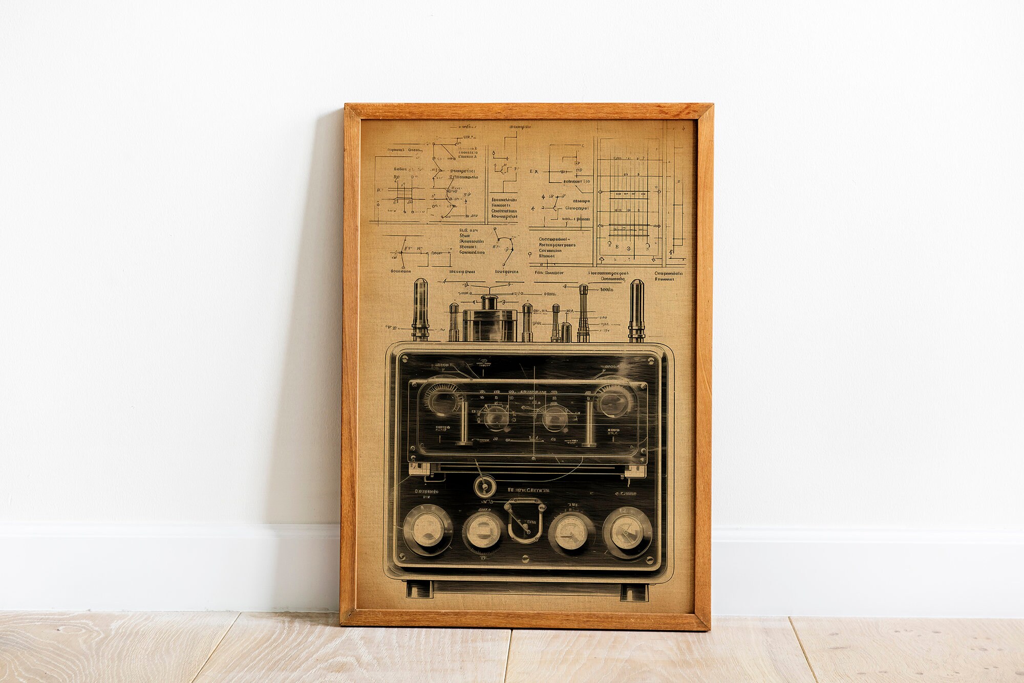 Vintage Radio Blueprint Art, Classic Retro Radio Design Canvas Poster ...