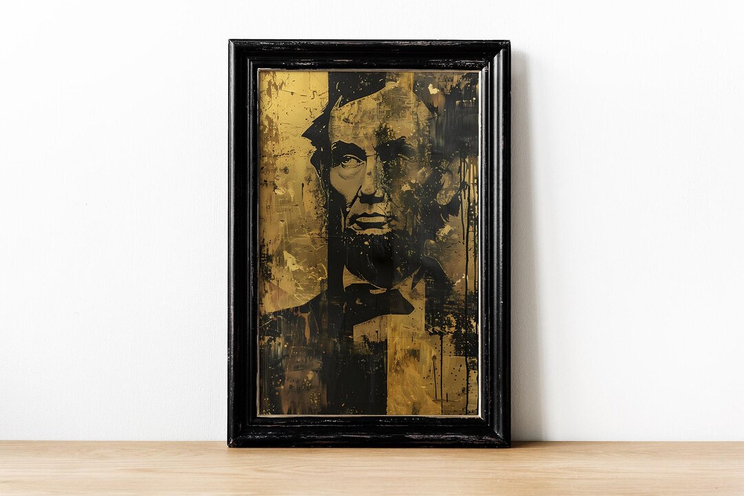 Abraham Lincoln Gold Brush Stroke Portrait - Elegant Canvas Wall Art ...