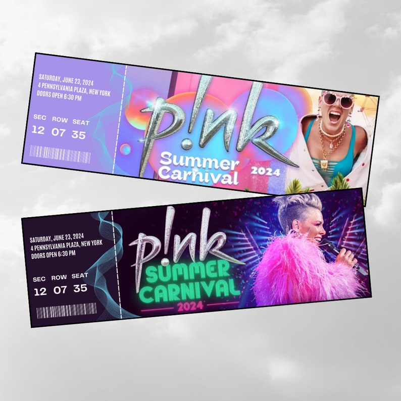 Printable Pink Summer Carnival 2024 Tour Digital Tickets, Editable ...