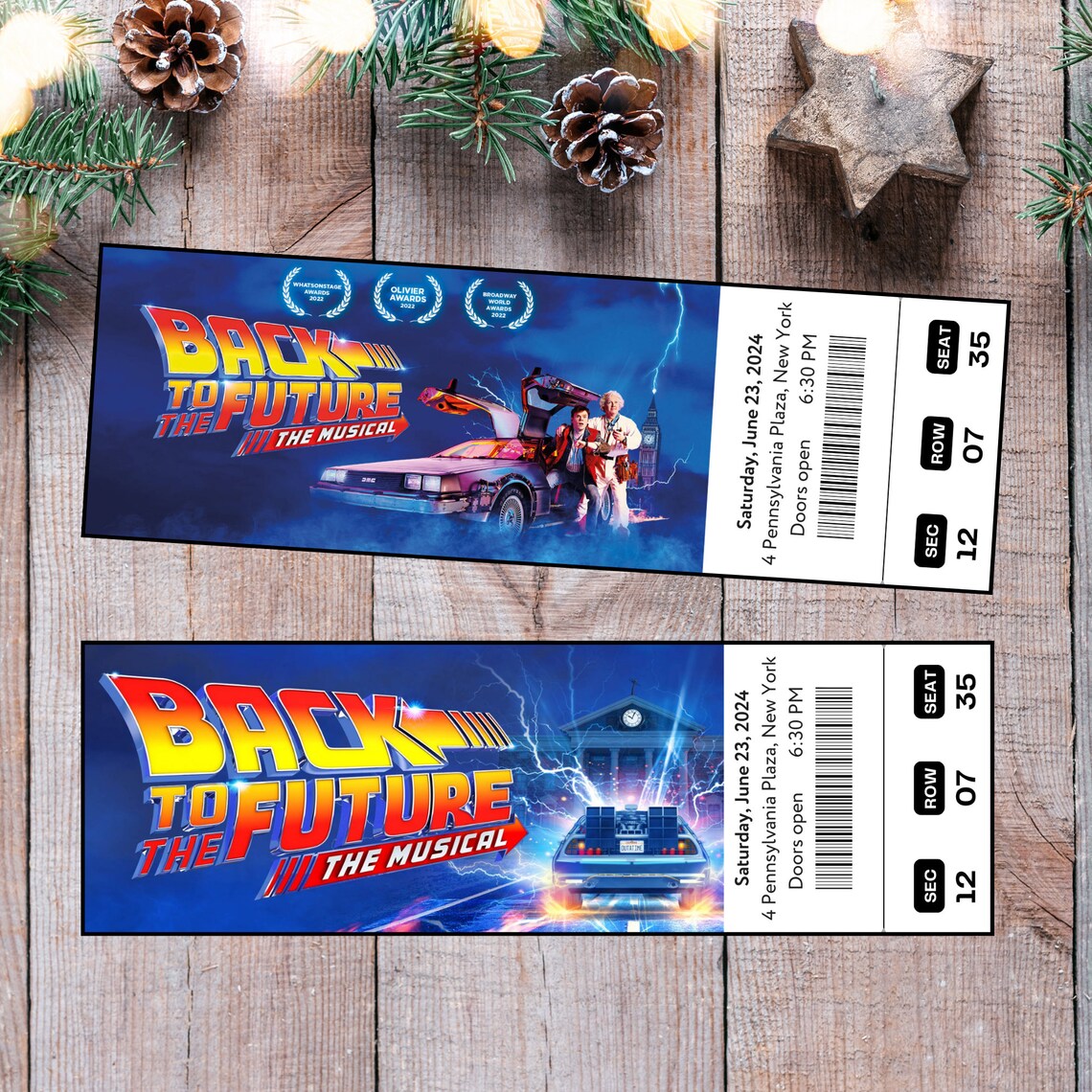 Editable Back to the Future Musical Theatre Digital Tickets, Broadway ...