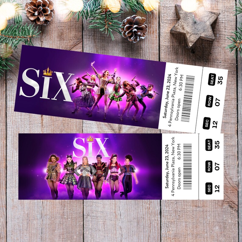 Editable Six Musical Theatre Digital Tickets, Broadway Editable Ticket ...