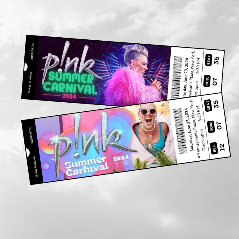 Printable Pink Summer Carnival 2024 Tour Digital Tickets, Editable ...