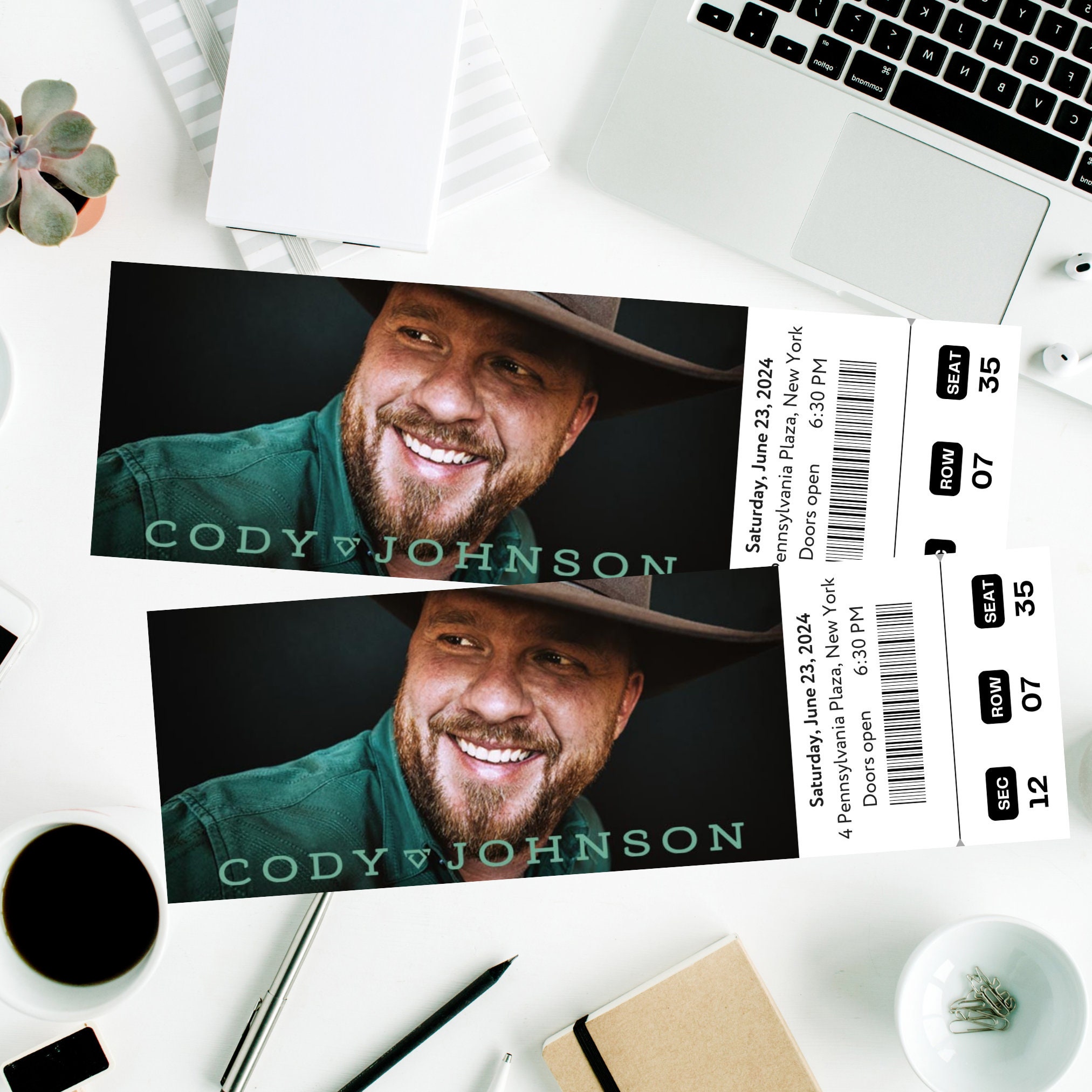 Printable Cody Johnson Concern Digital Tickets, Editable Music Concert ...