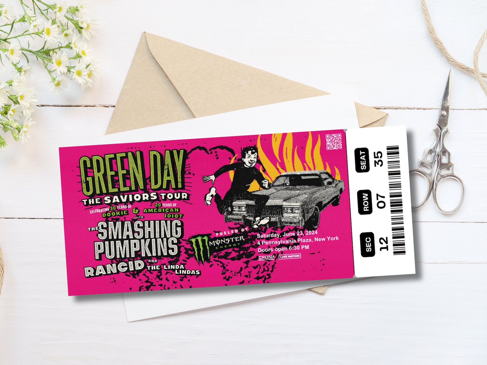 Editable Green Day Saviors Tour 2024 Concern Digital Tickets, Music ...