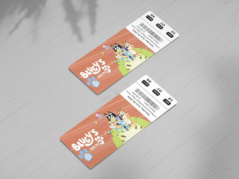 Printable Bluey's Big Play the Stage Show Digital Tickets, Editable ...