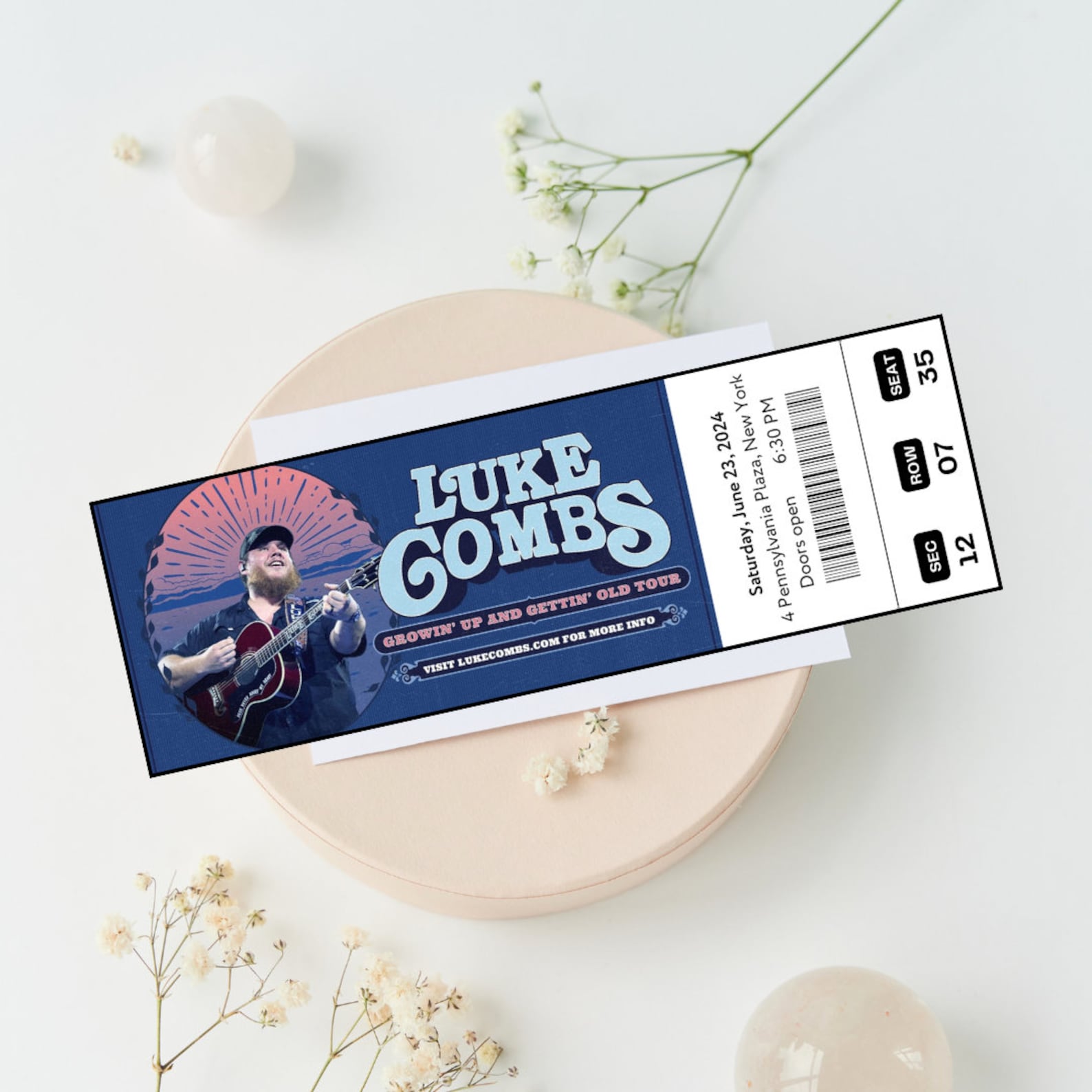 Printable Luke Combs Growin' up and Gettin' Old Tour Digital Tickets ...