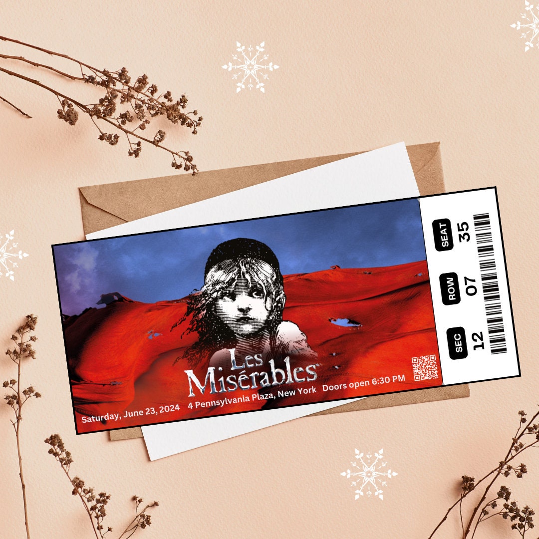 Printable Les Miserables Musical Theatre Digital Tickets, Broadway ...