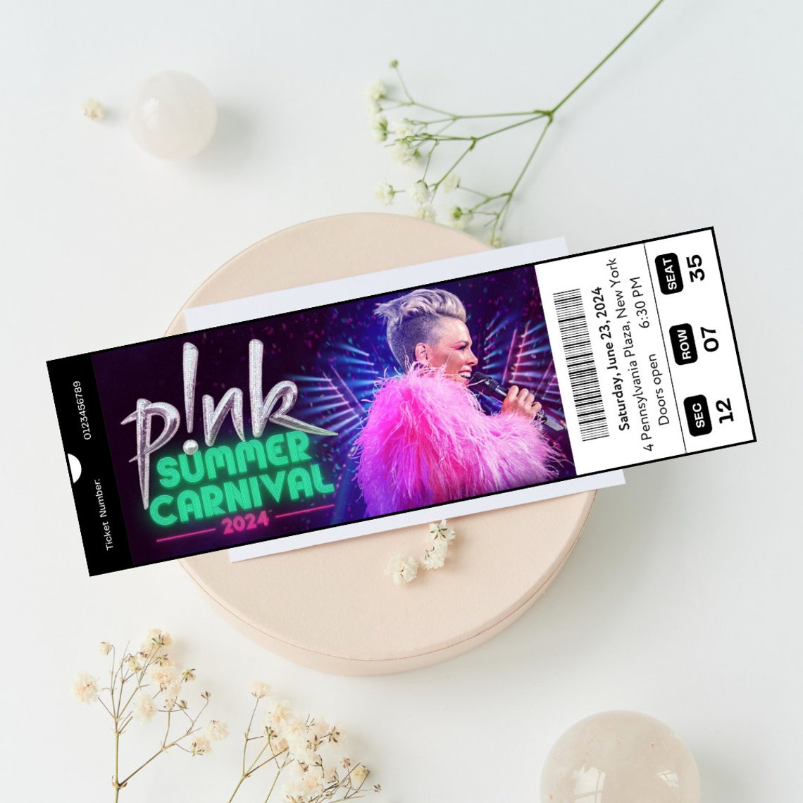 Printable Pink Summer Carnival 2024 Tour Digital Tickets, Editable ...