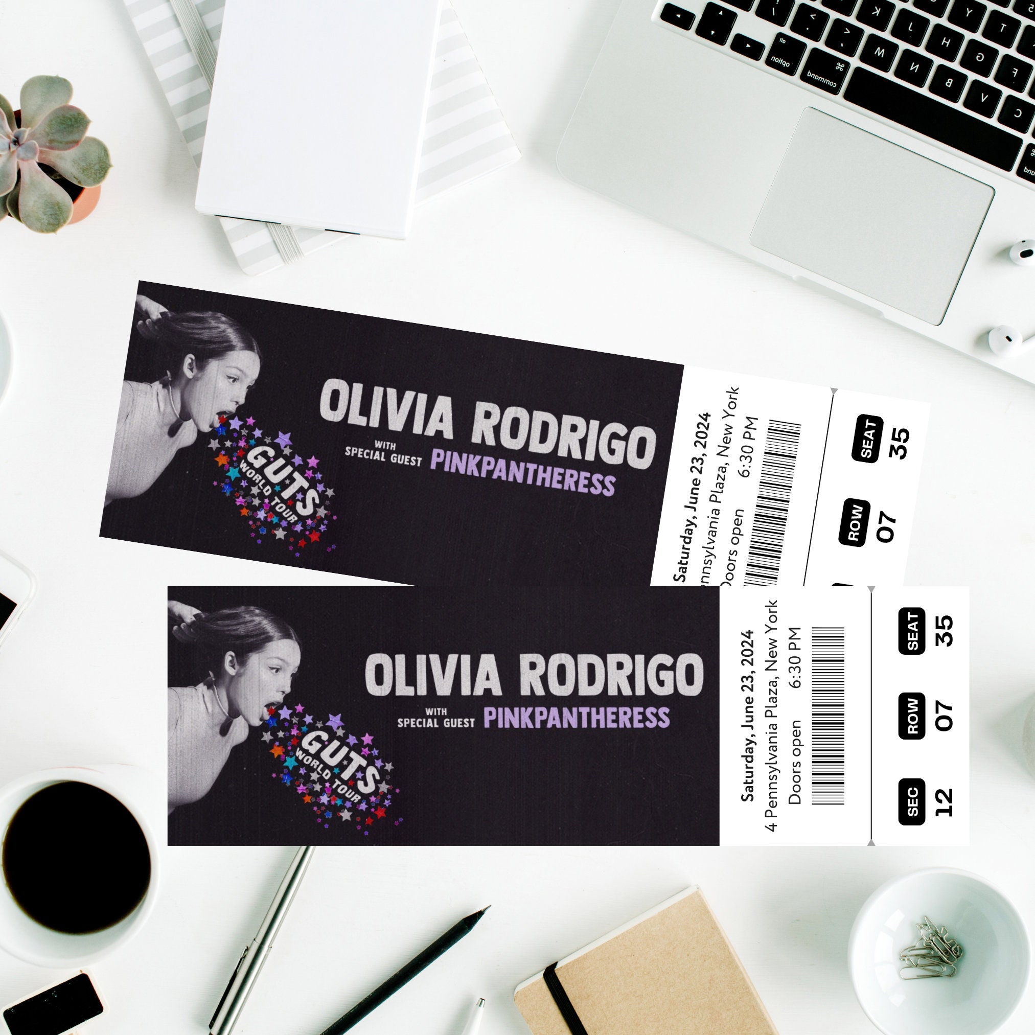 Printable Olivia Rodrigo Guts World Tour 2024 Digital Tickets, Editable ...