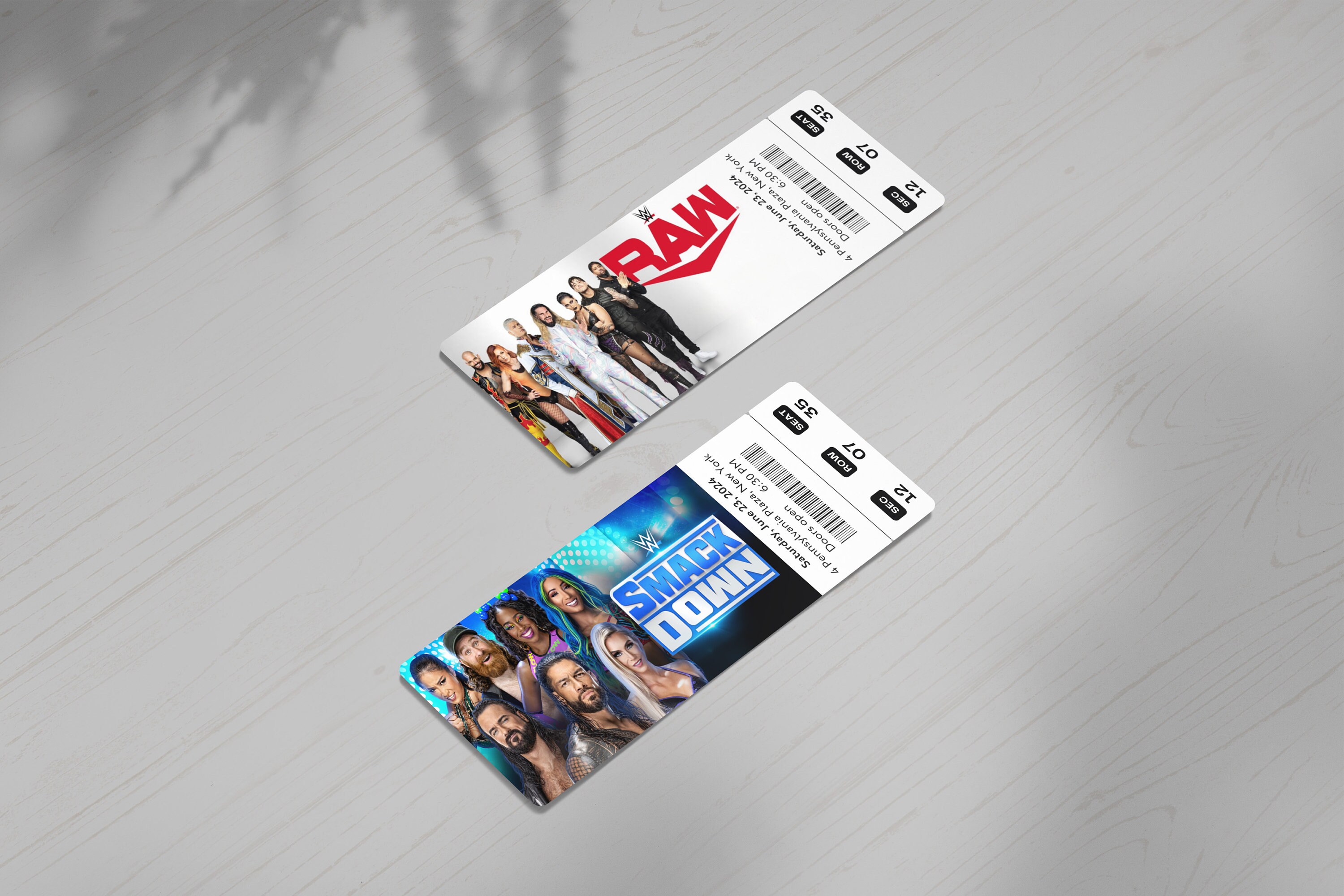 Printable WWE RAW SMACKDOWN 2024 Wrestling Show Digital Tickets ...