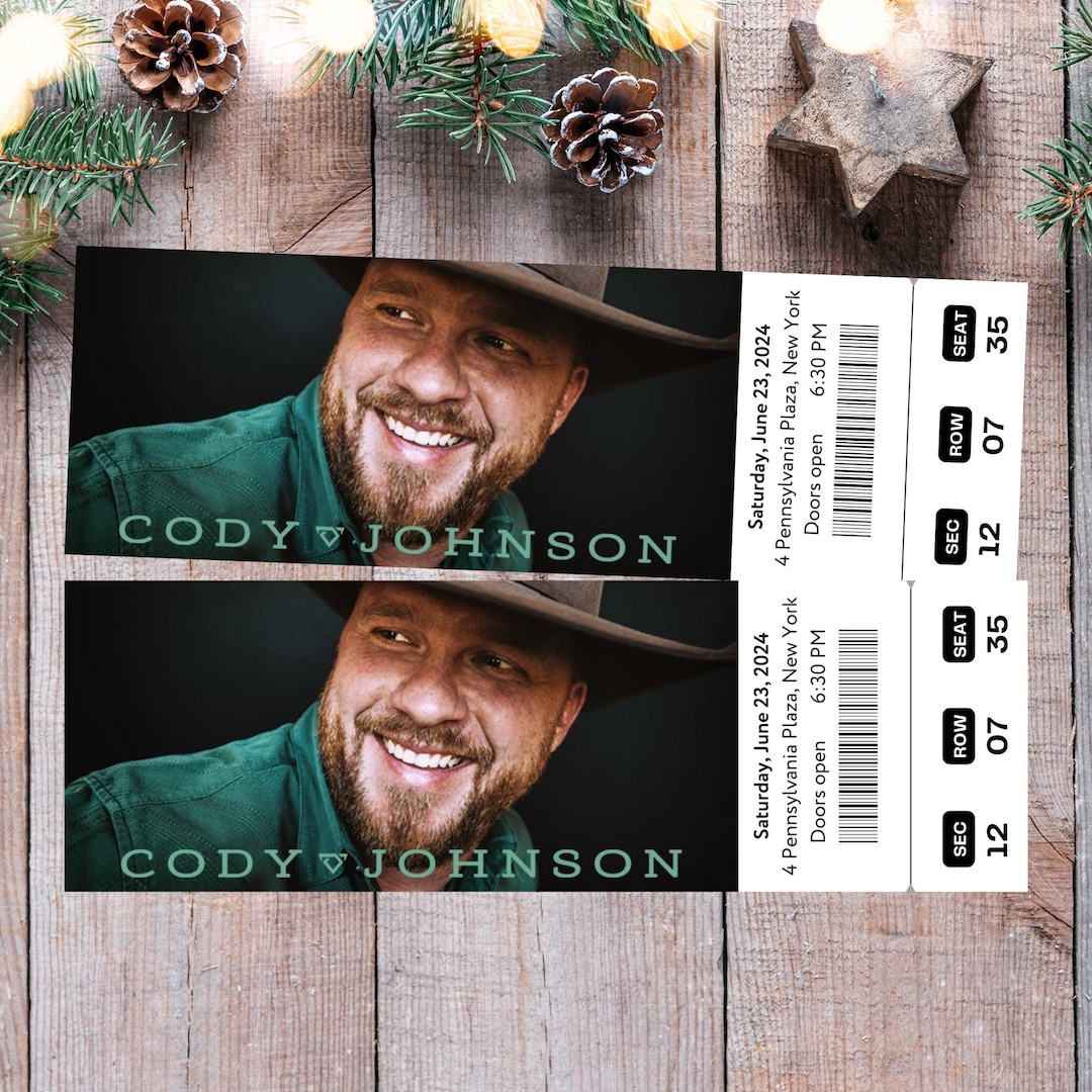 Printable Cody Johnson Concern Digital Tickets, Editable Music Concert ...
