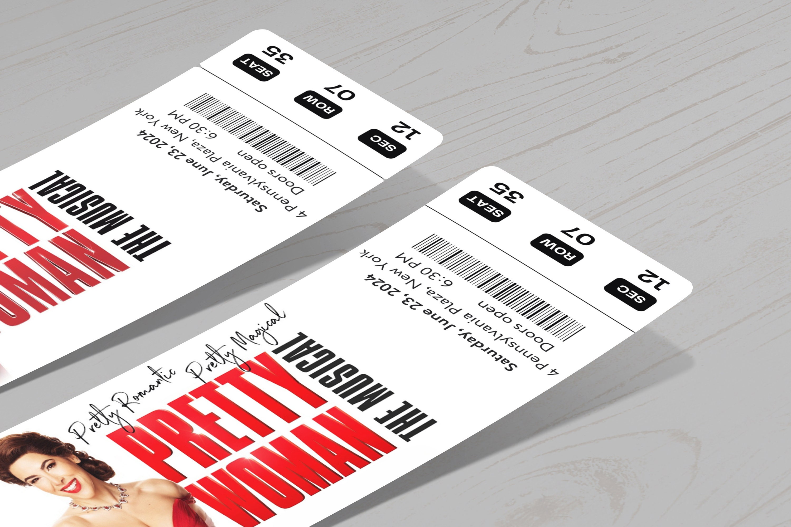Printable Pretty Woman Musical Theatre Digital Tickets, Broadway ...
