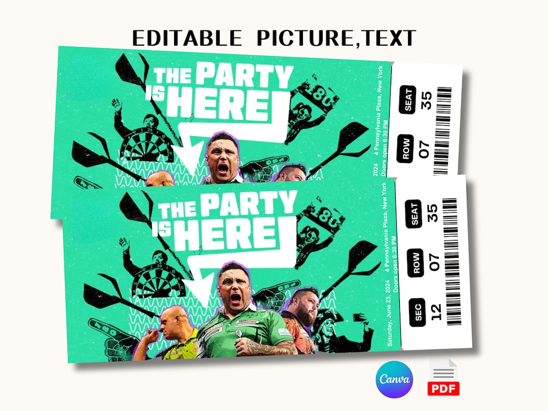 Printable Premier League Darts Digital Tickets, Editable PDC Tournament ...