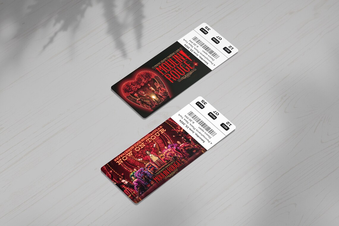 Printable Moulin Rouge Theatre Musical Digital Tickets, Broadway West ...