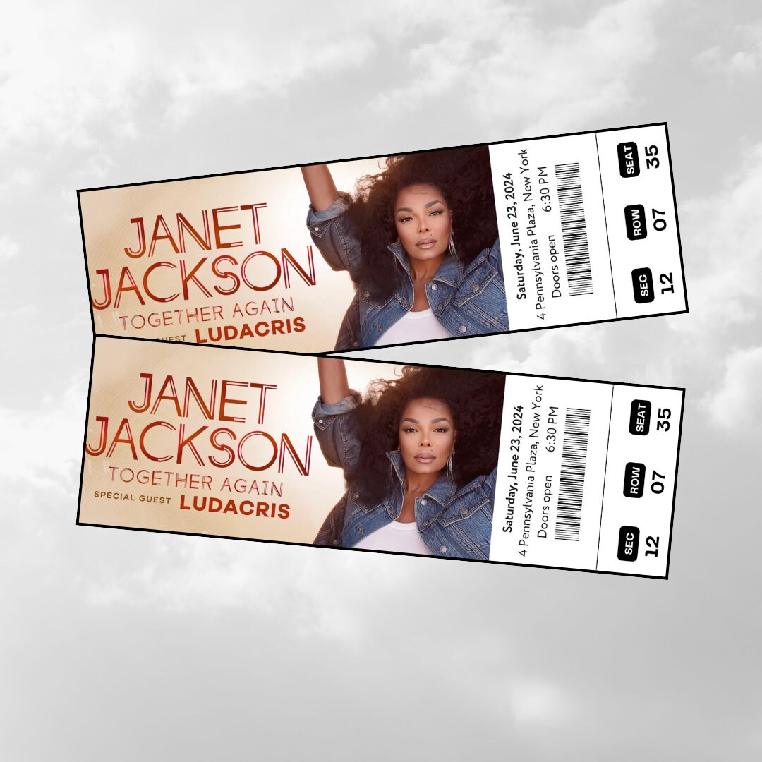Printable Janet Jackson Together Again Tour Concern Digital Tickets ...