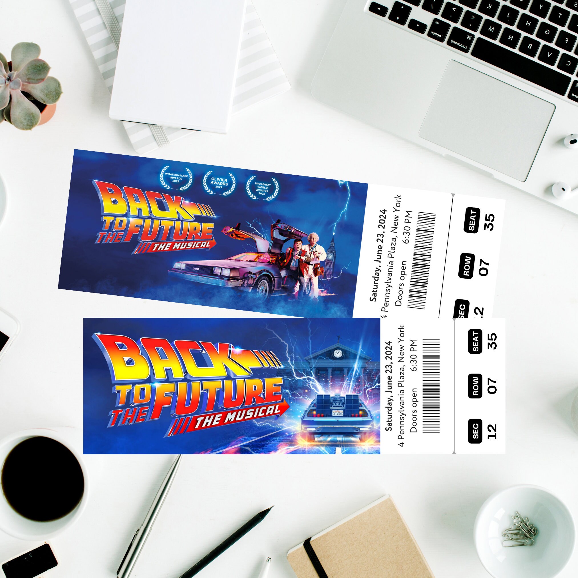 Editable Back to the Future Musical Theatre Digital Tickets, Broadway ...