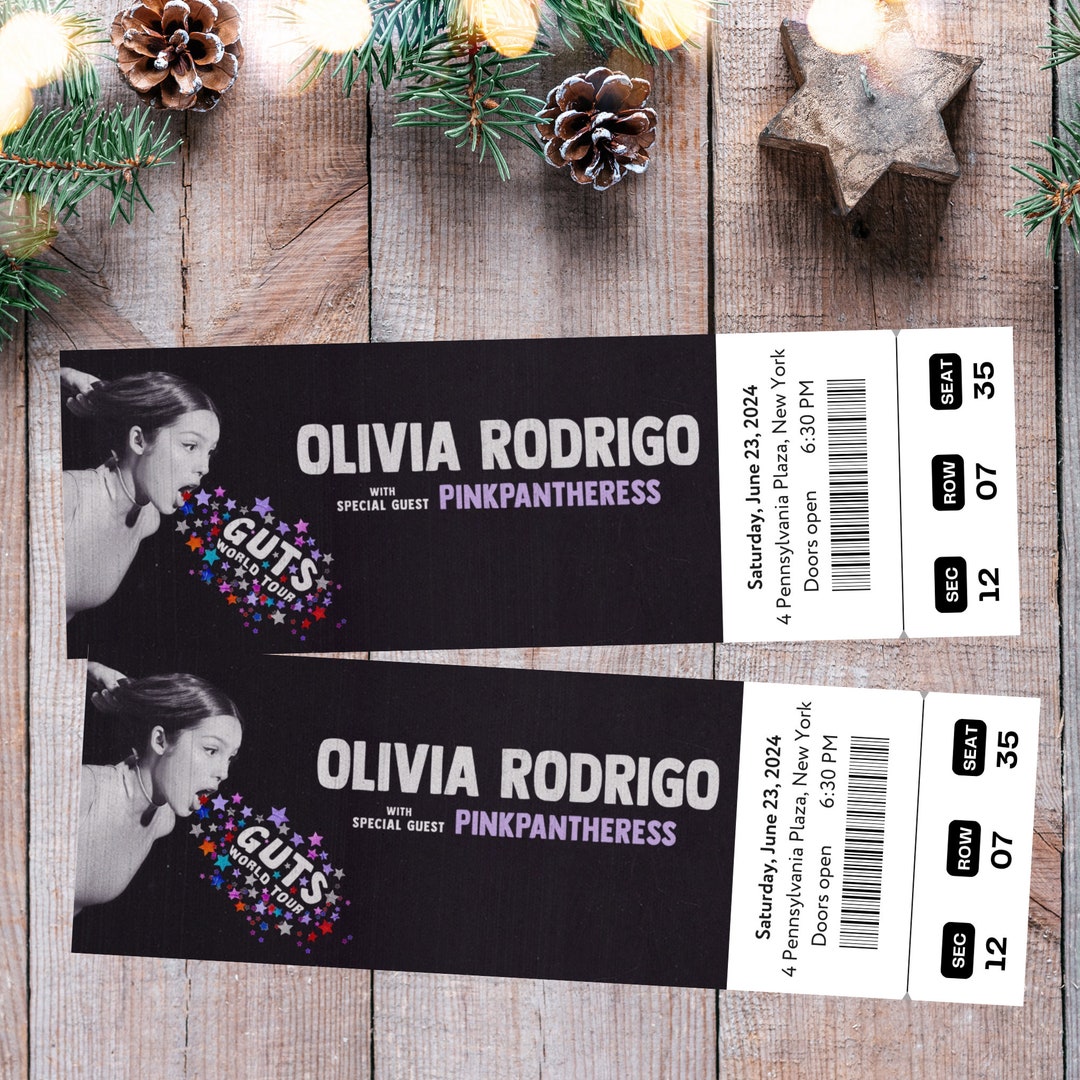 Printable Olivia Rodrigo Guts World Tour 2024 Digital Tickets, Editable ...