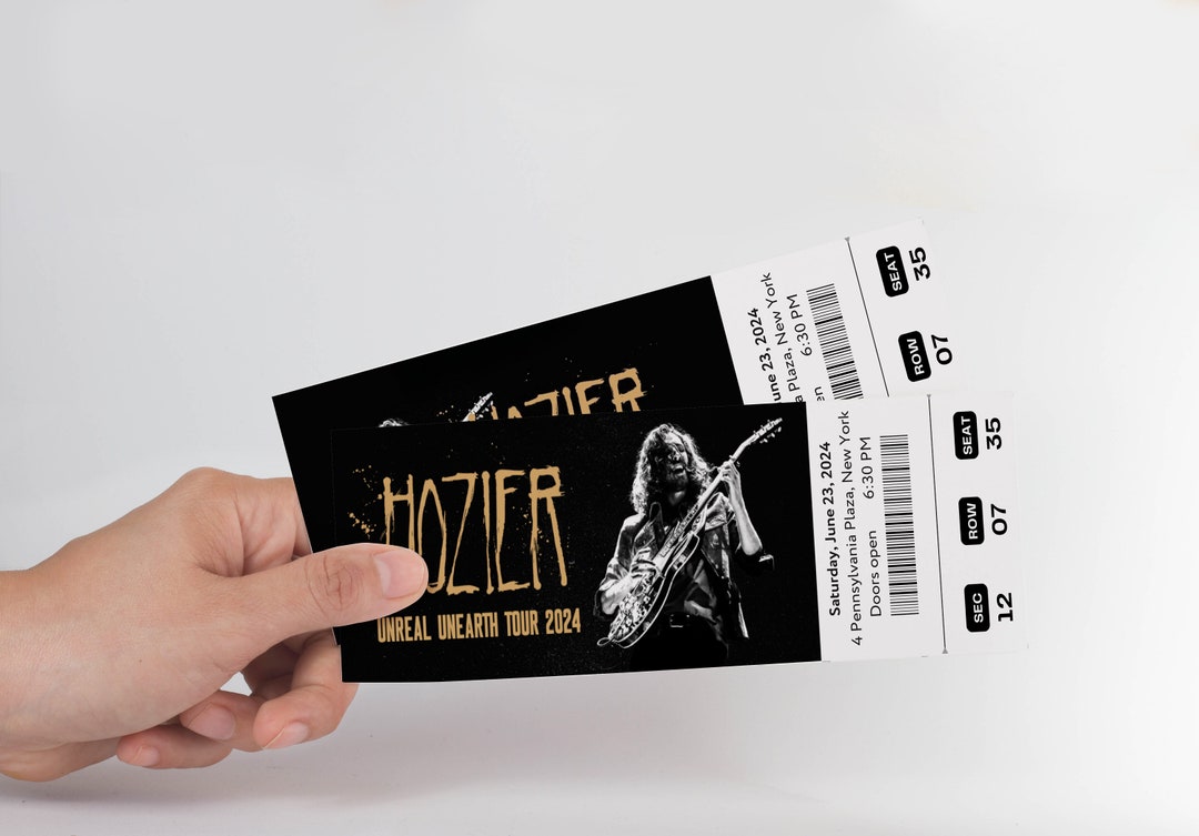 Printable Hozier Unreal Unearth Tour 2024 Digital Tickets, Editable Music Concert Show Ticket ...