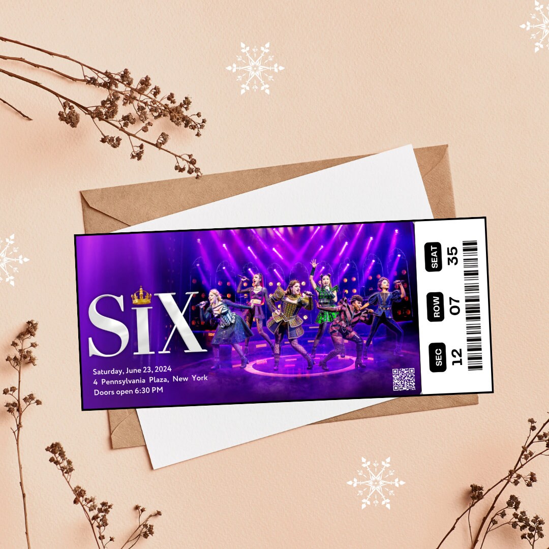 Editable Six Musical Theatre Digital Tickets, Printable Concert Ticket ...