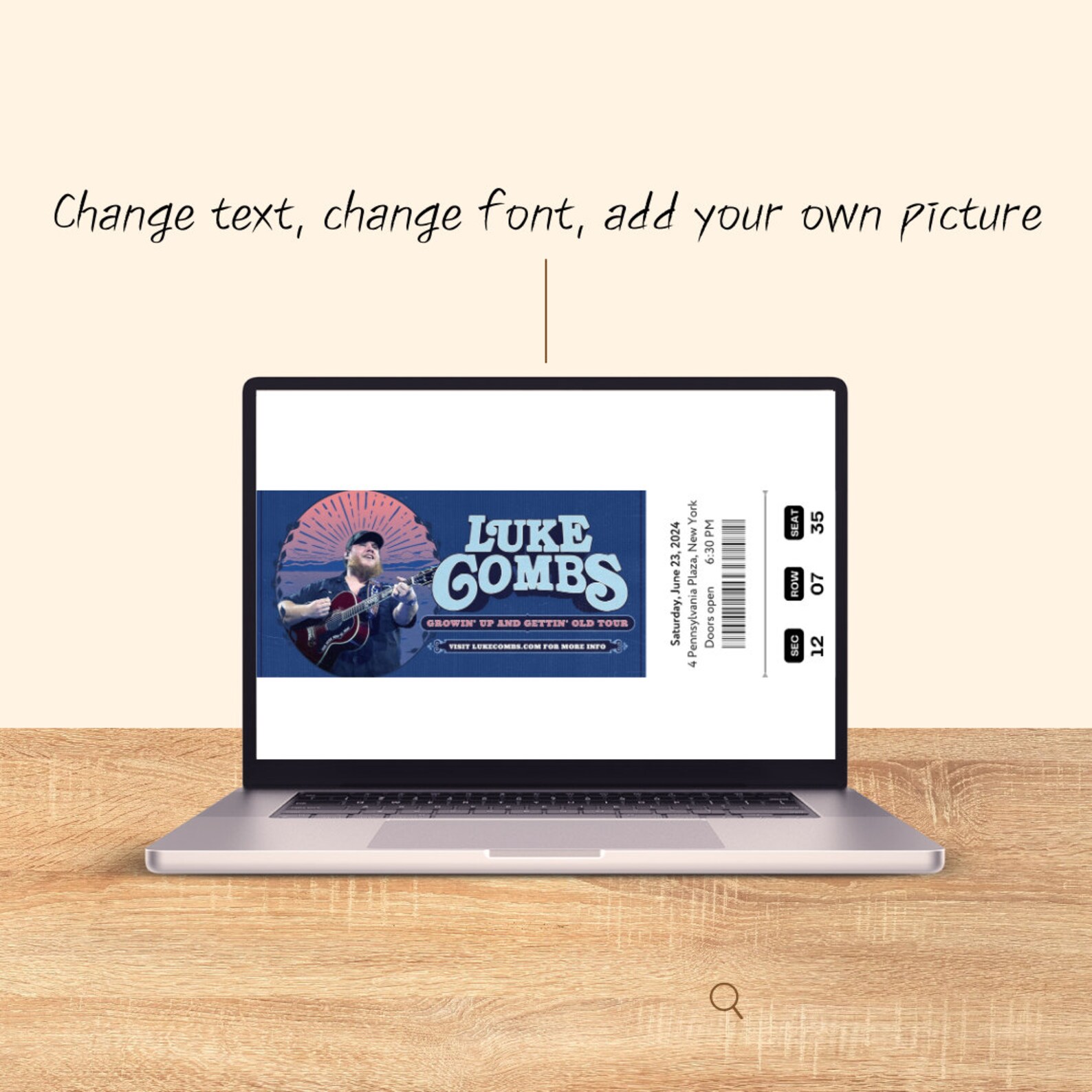 Printable Luke Combs Growin' up and Gettin' Old Tour Digital Tickets ...