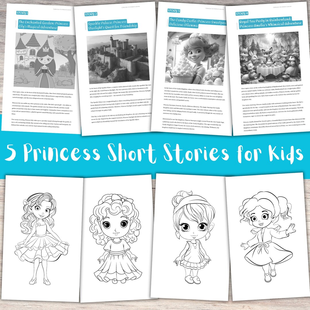 5 Princess Short Stories for Kids, Princess Coloring Pages, Princess ...