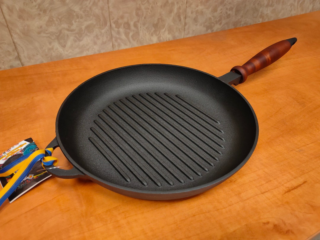 Ribbed Cast Iron Frying Grill Pan Barbecue Pan Cooking Pan Kitchen ...