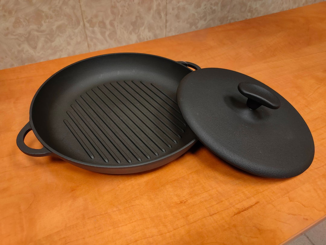 Ribbed Cast Iron Frying Grill Pan Barbecue Pan Cooking Pan Kitchen ...