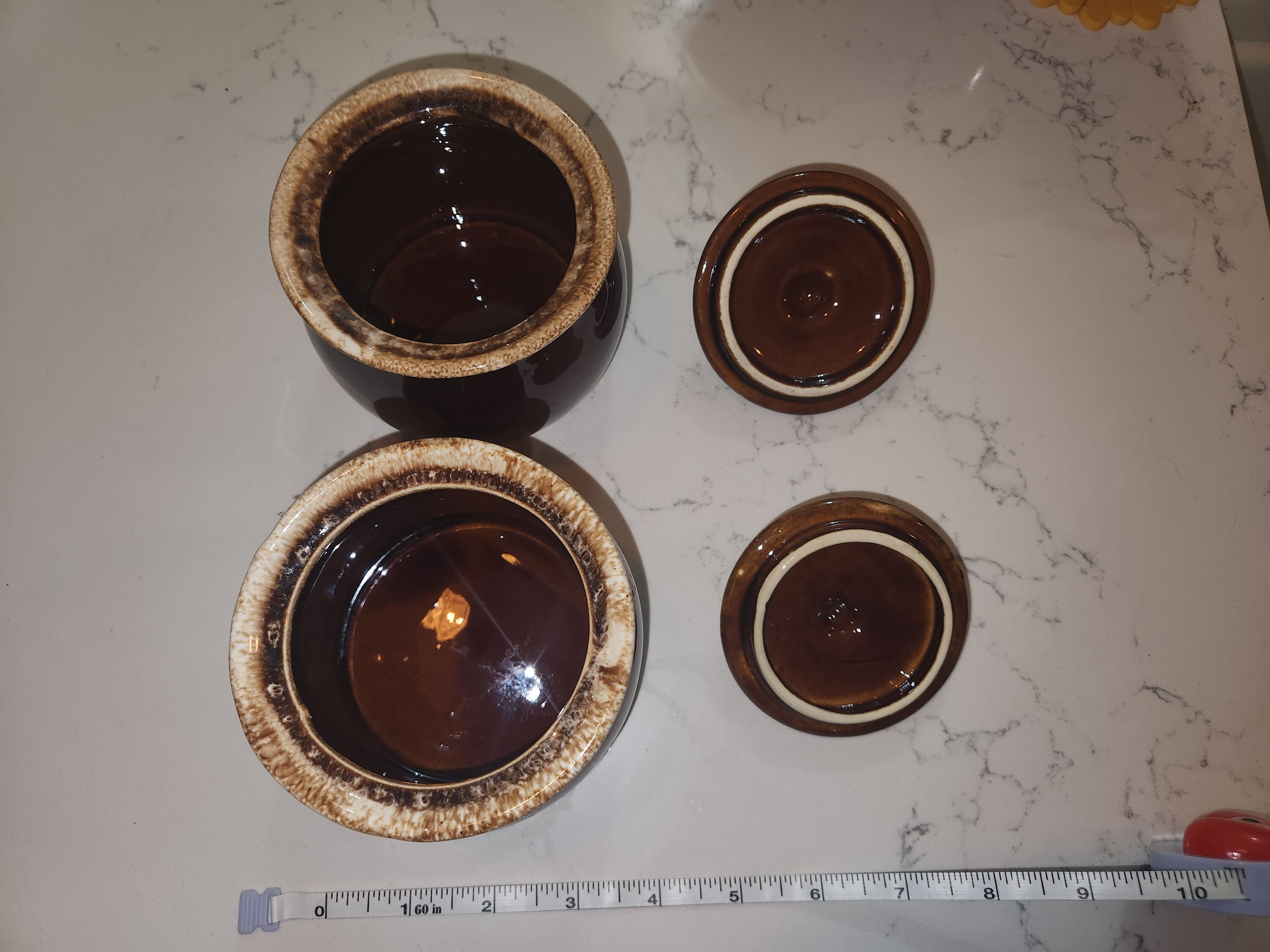 Vintage HULL Pottery Brown Drip Glaze Oven-proof USA, Set of 2 Covered ...