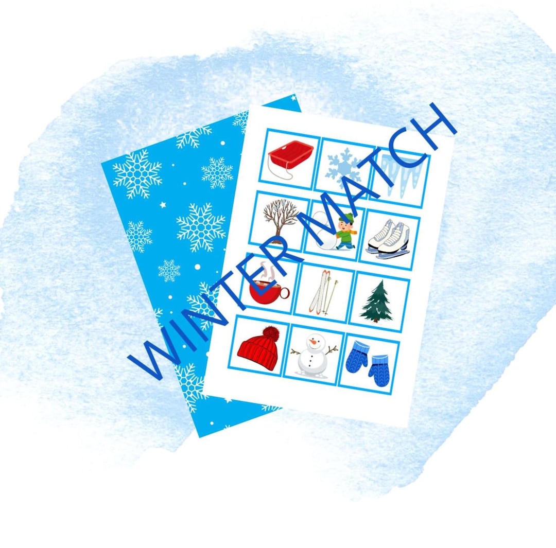 Winter Matching Game Printable, Winter Domino Game - Etsy