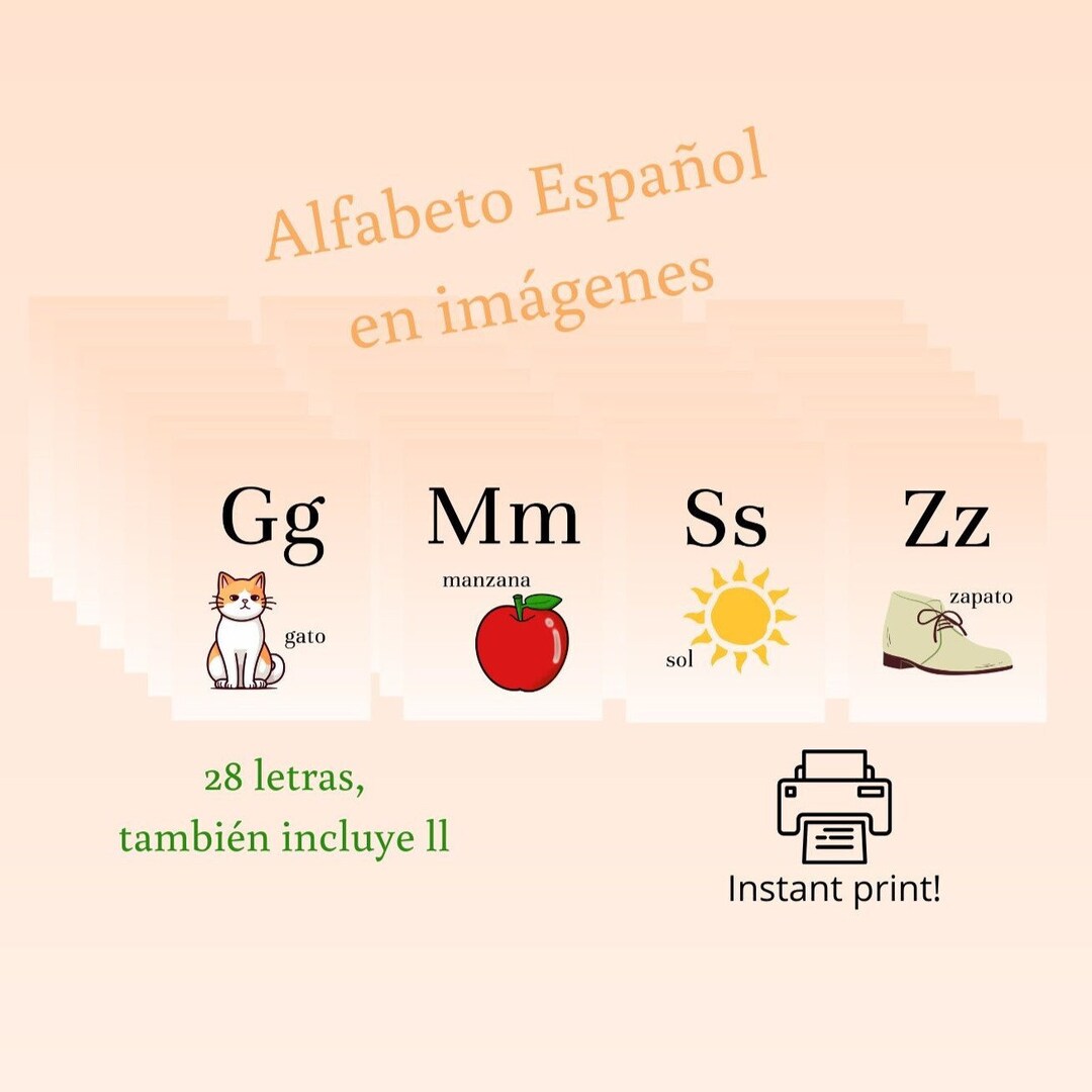 Spanish Alphabet Pictures for Toddler Learning Letters With Pictures in ...