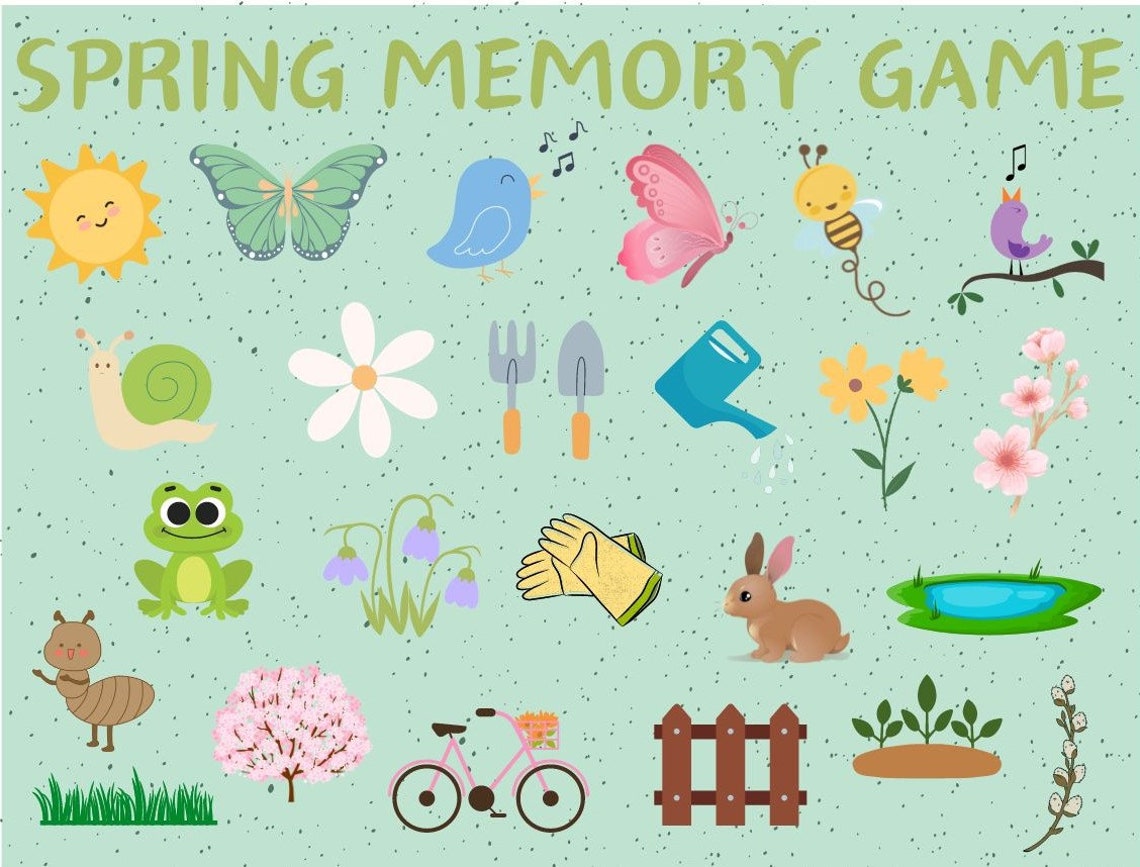 Spring Memory Game for Toddler Match Game Spring Theme - Etsy