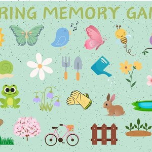 Spring Memory Game for Toddler Match Game Spring Theme - Etsy