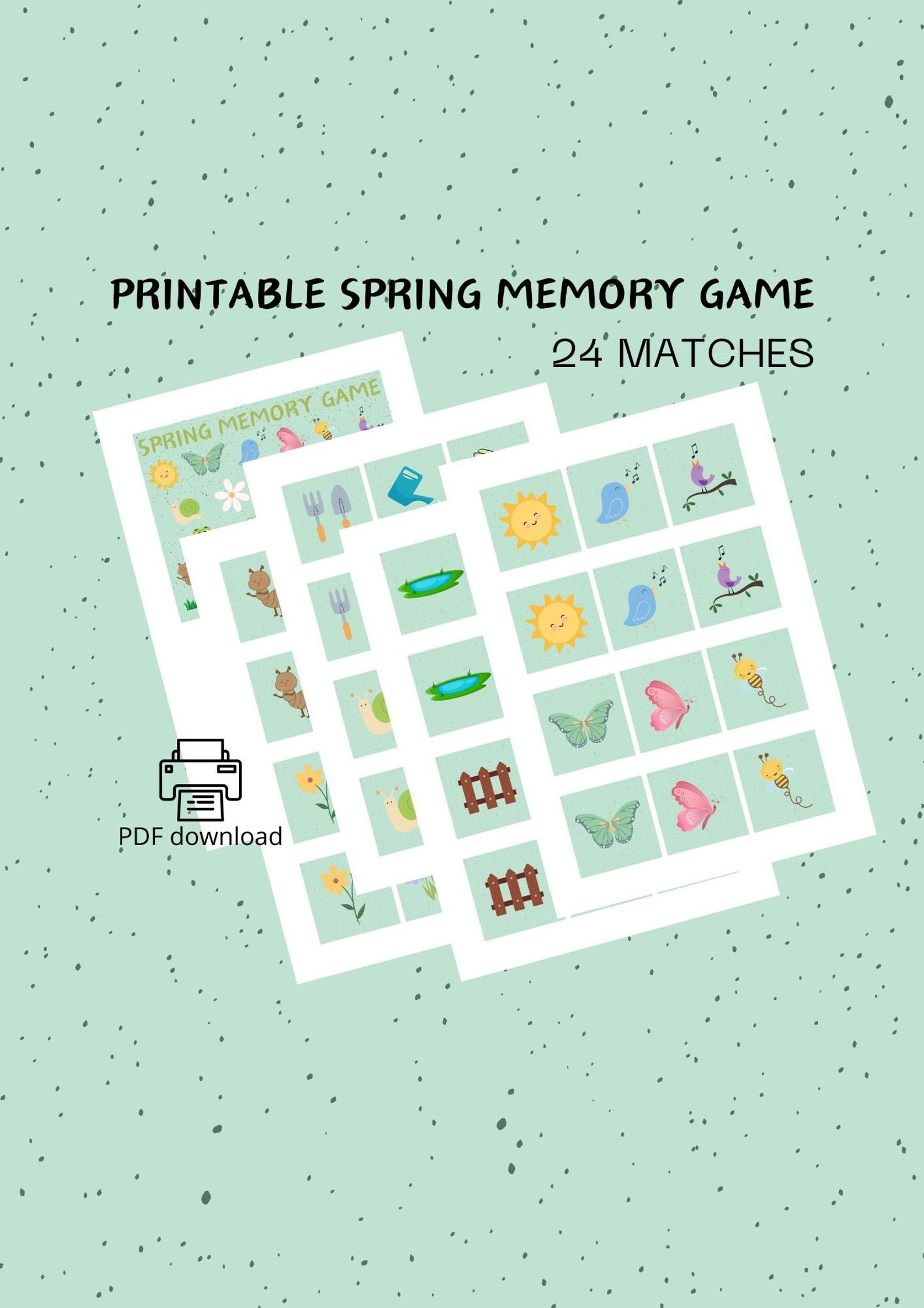 Spring Memory Game for Toddler Match Game Spring Theme - Etsy